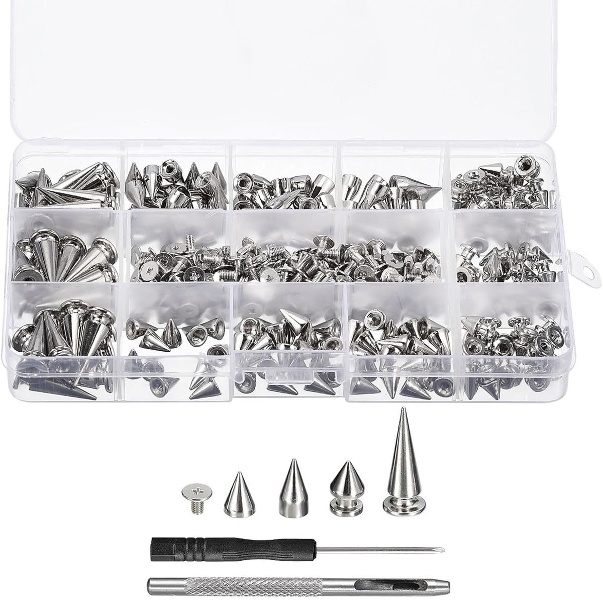 Leather Craft Rivet Screw Set Cone Studs and Spikes Kit with Install ...