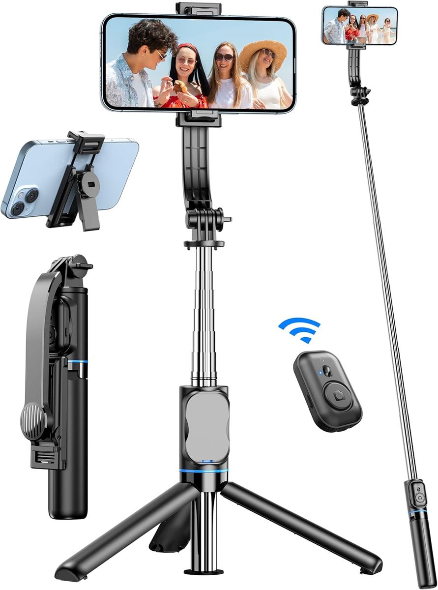 41'' Extendable Phone Tripod Stand with Phone Holder And Detachable ...