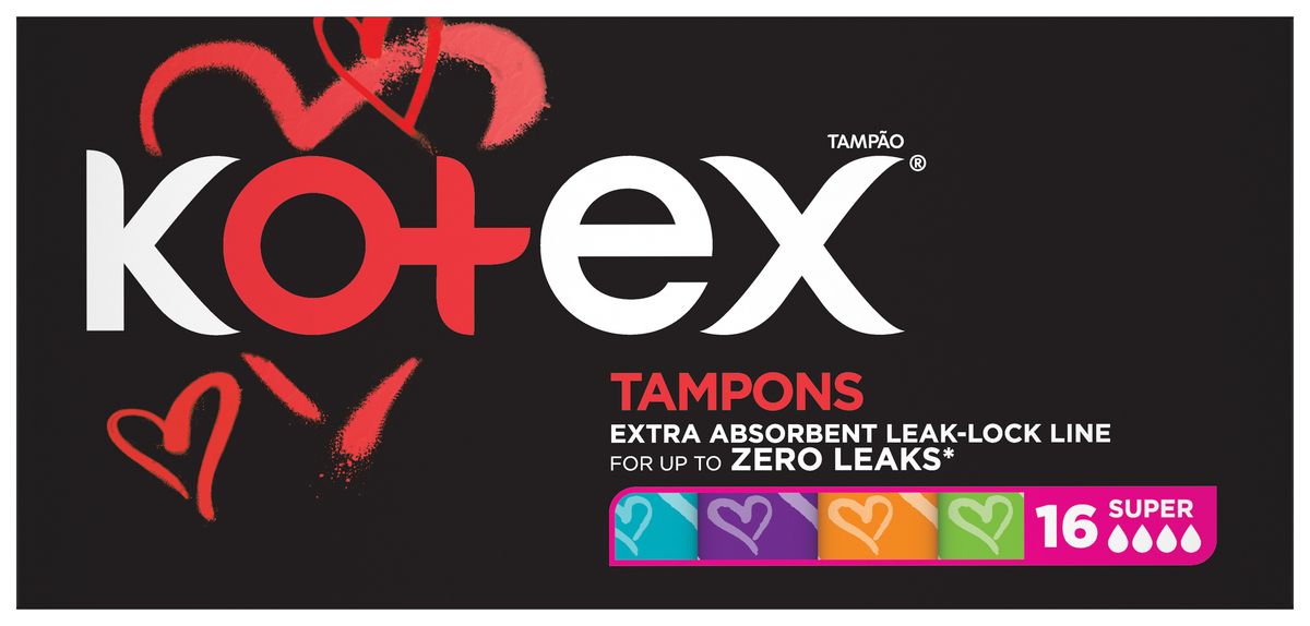 Kotex Tampons - Super - Pack of 16 - Unique blue ultra absorbent zone ...