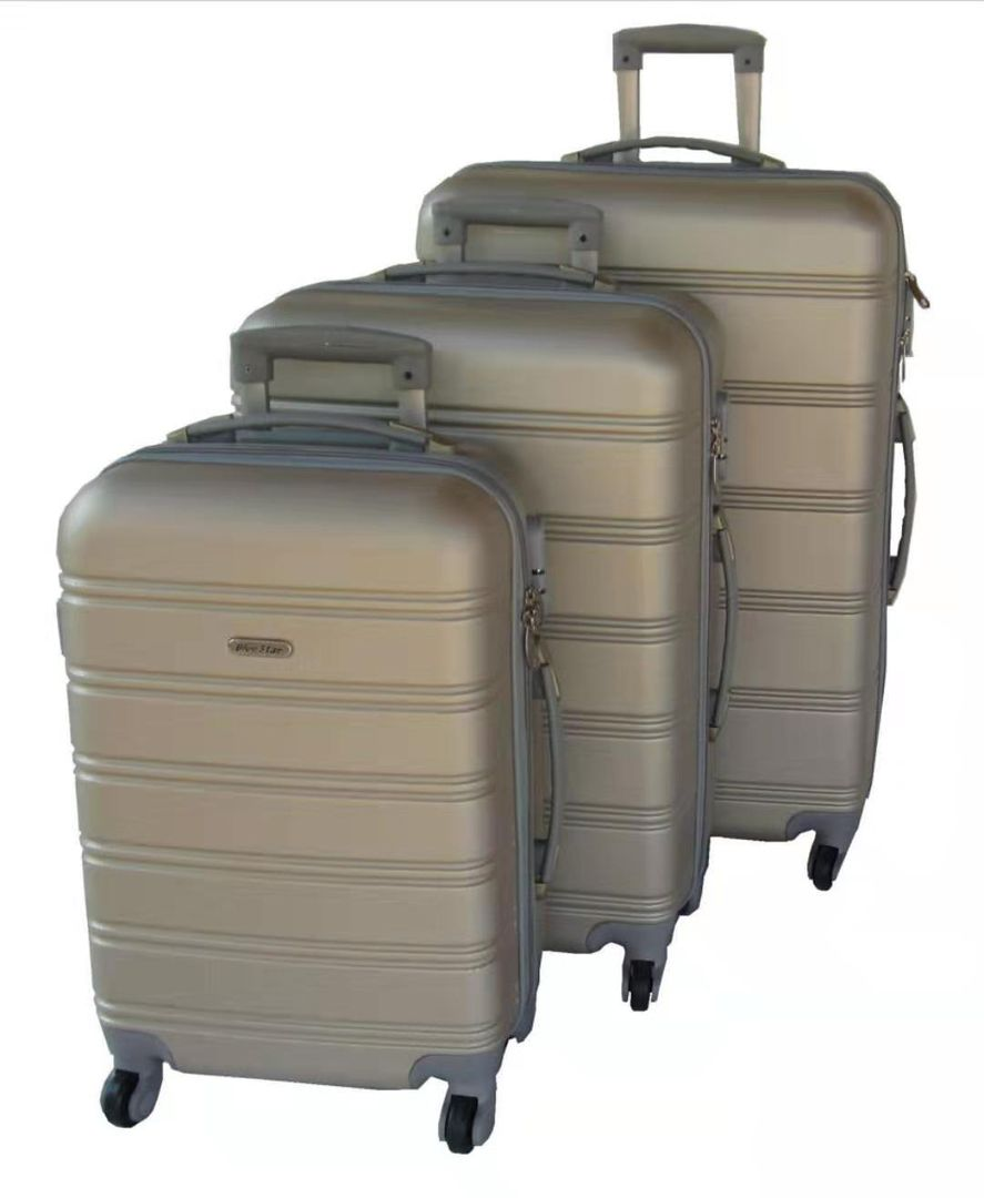 ABS 3-Piece Luggage Set with Spinner Wheels & Built-In Lock - Gold ...