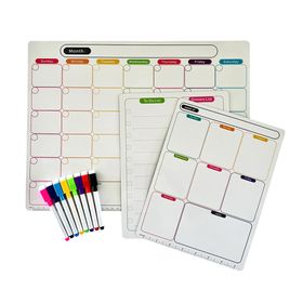 3 pcs Soft Fridge Magnetic Planner set with 8 color White Board Marker ...