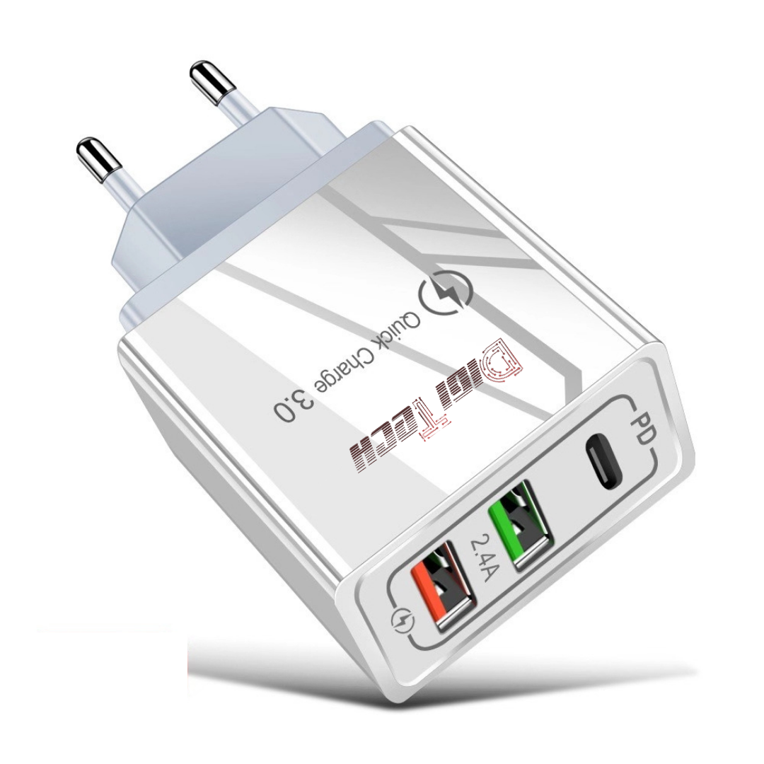 DigiTech USB Wall Charger/ Adapter - USB C + USB A - 3 Ports - 20W ...