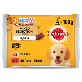 Pedigree Wet Dog Food Pouch for Puppies with Chicken & Beef with Rice ...
