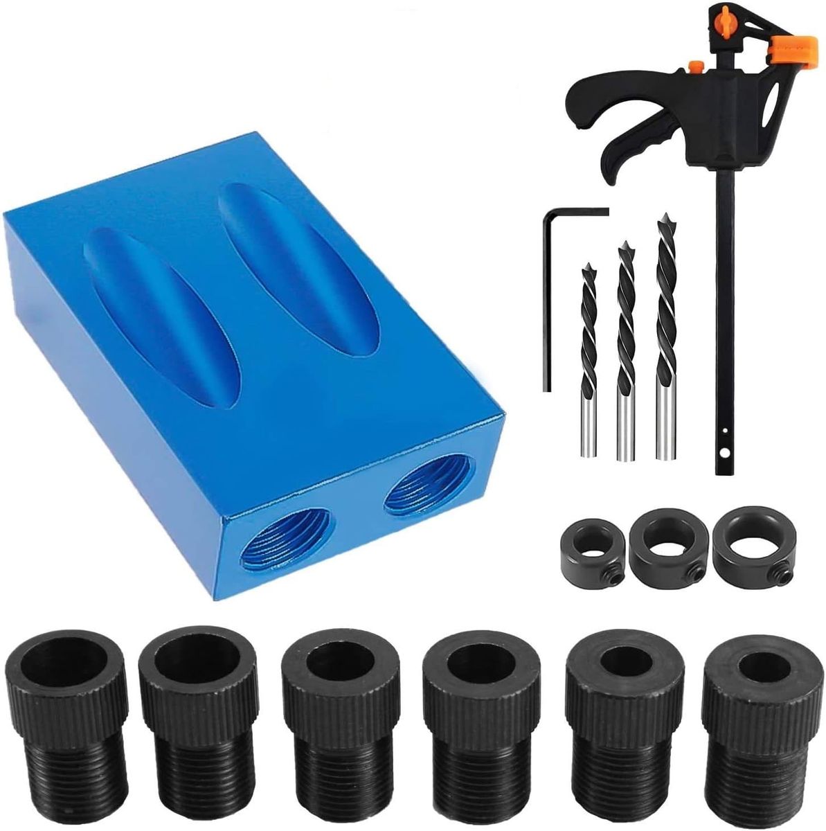 15 Piece Pocket Hole Screw Jig Dowel Drill Joinery Kit Carpenters Wood ...