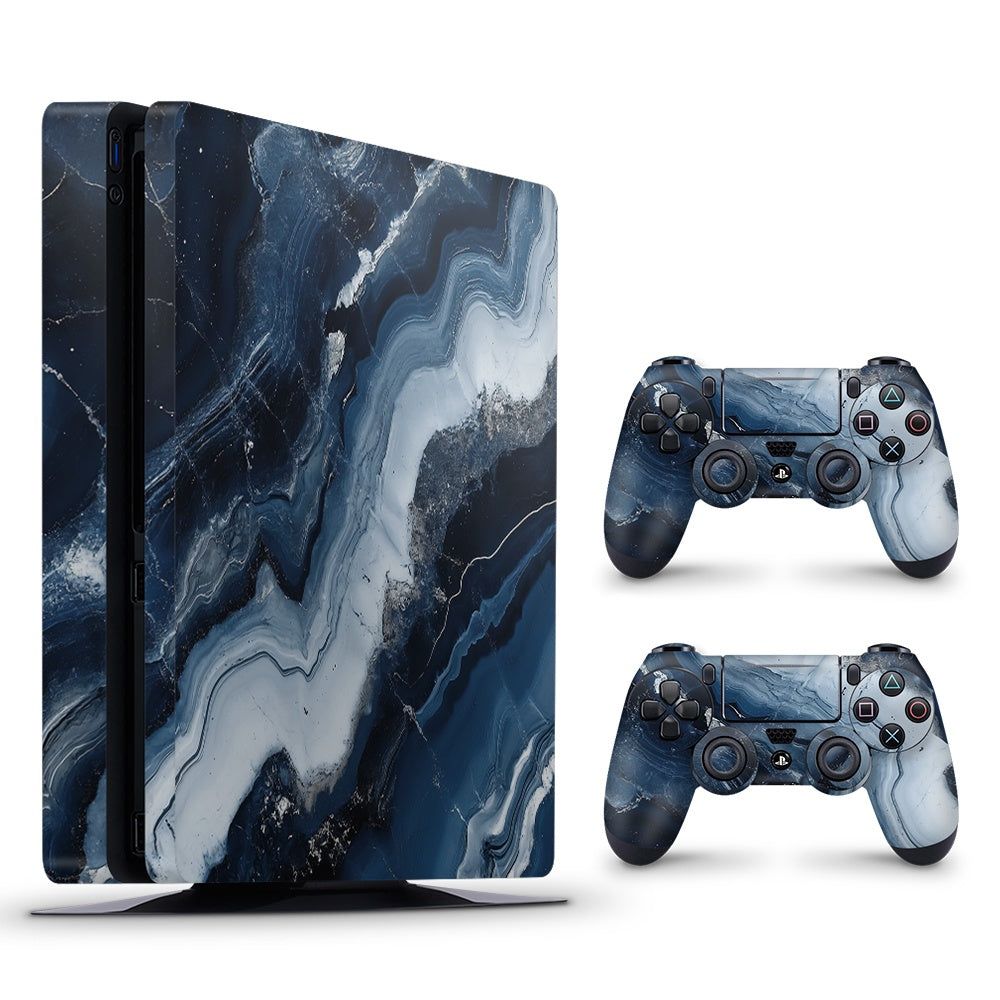 Decal Skin Compatible with PS4 Slim - Marble White & Black (Decal Only ...