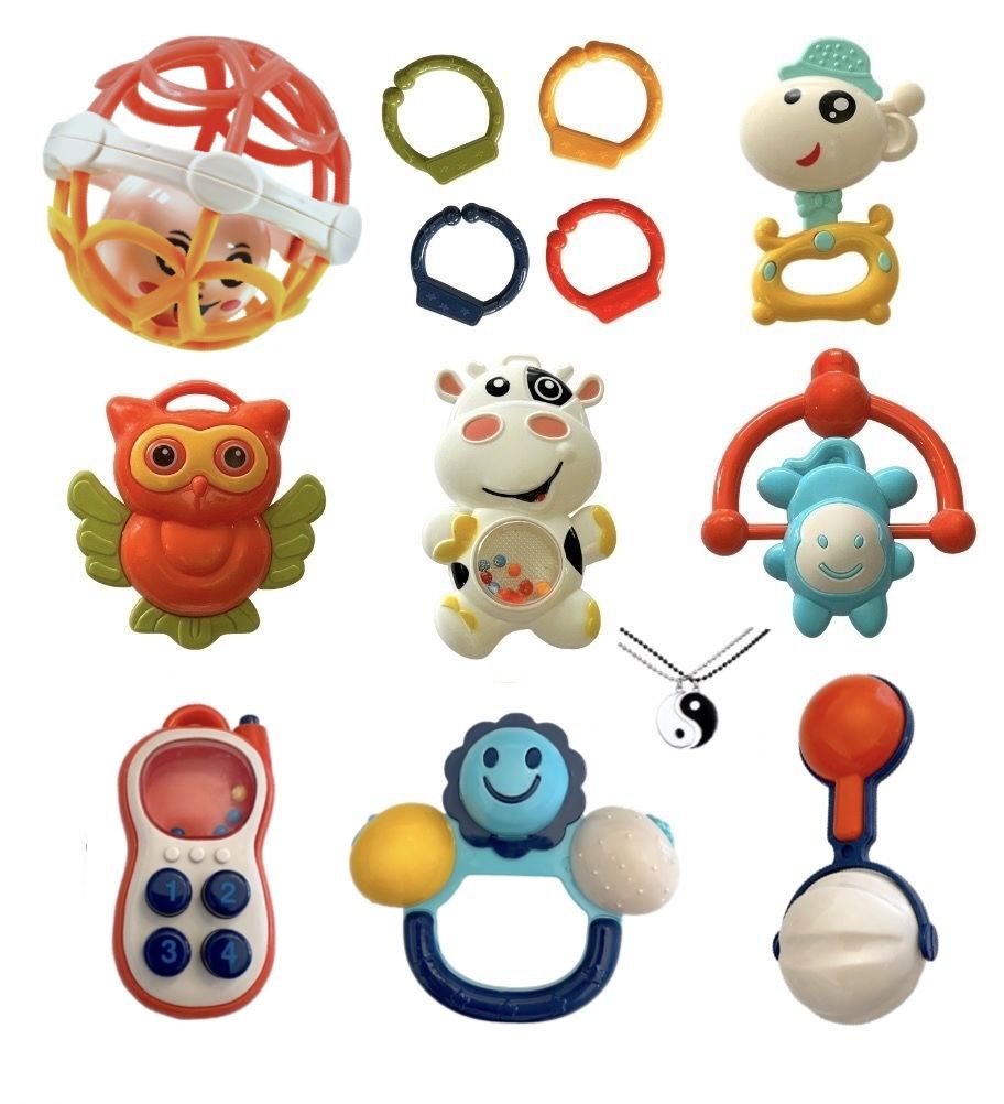 Infant & Baby Toy Rattle Set for Teething Babies - Boys Girls - 0-6 ...
