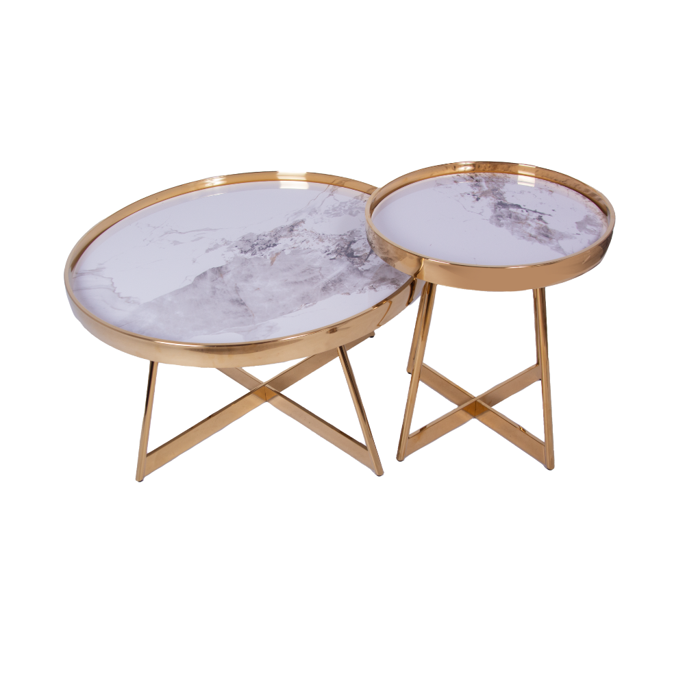 Marble Coffee Table with Gold Stainless Steel Set | Shop Today. Get it ...
