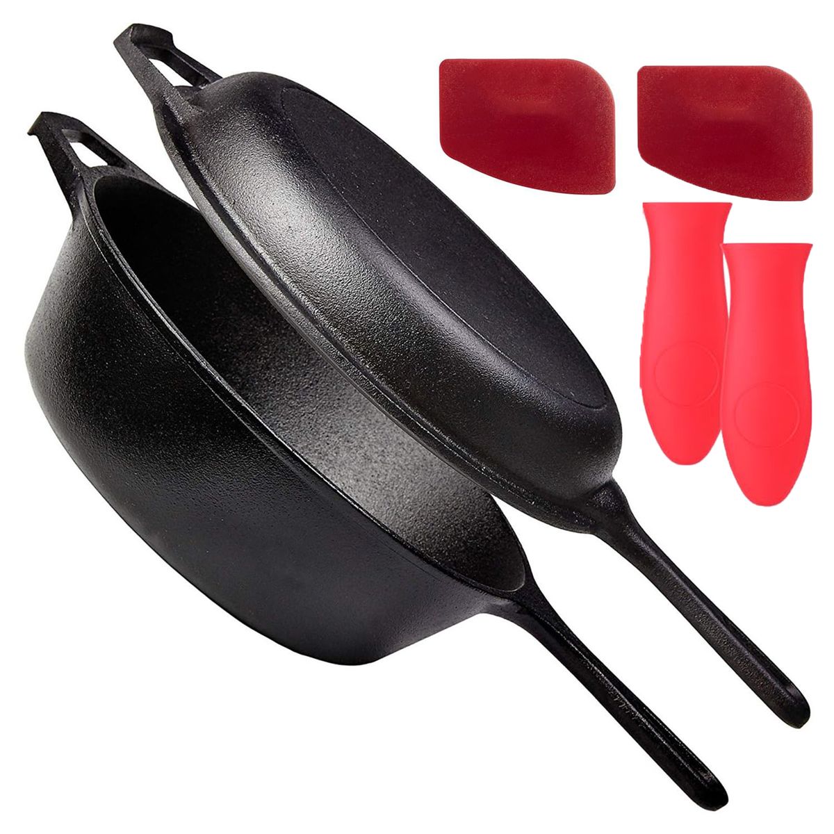 Cast Iron Skillet with Lid 3Qt Dutch Oven Pre-Seasoned Cooker | Shop ...