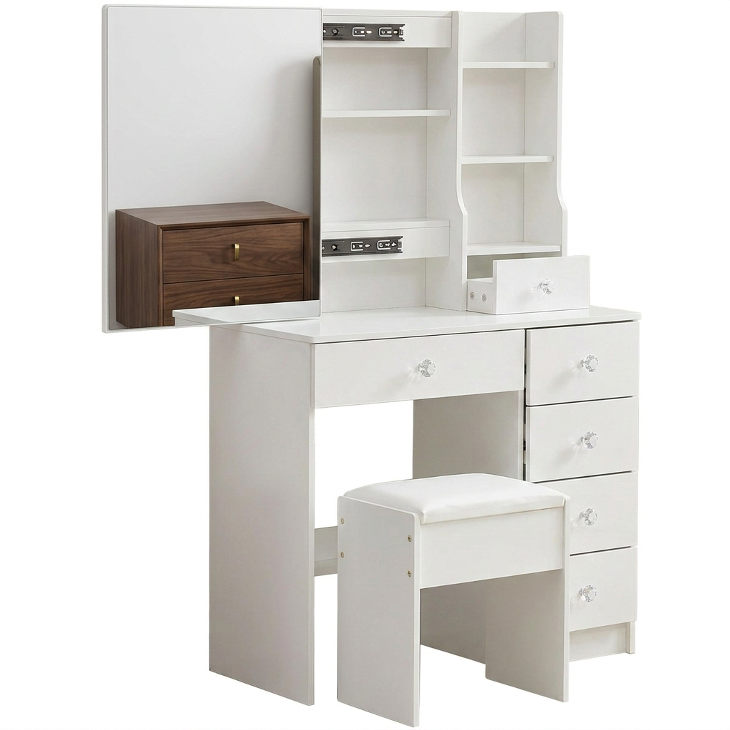 UMI Modern, high-quality dressing table, equipped with a mirror and ...