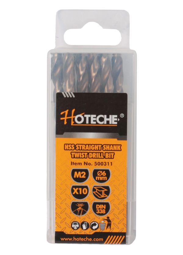 Hoteche 6mm HSS M2 Straight Shank Drill Bits - Pack of 10 | Shop Today ...