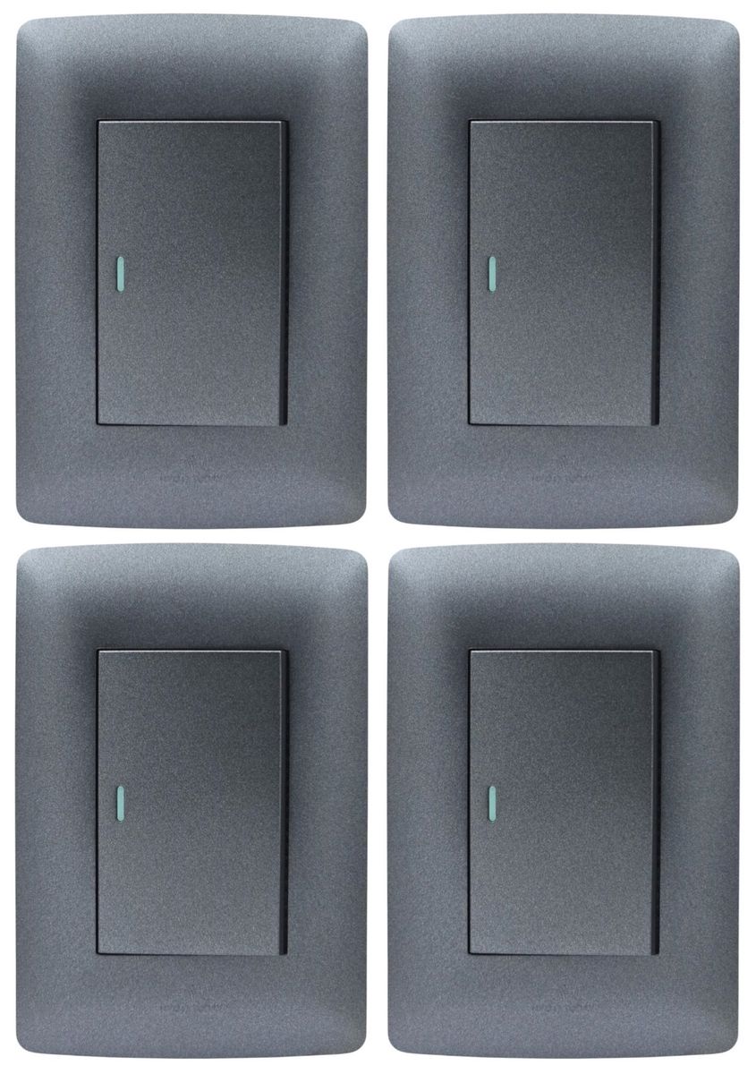 Hello Today, Metallic Black Single Lever 1 Way Light Switch - 4 Pack ...