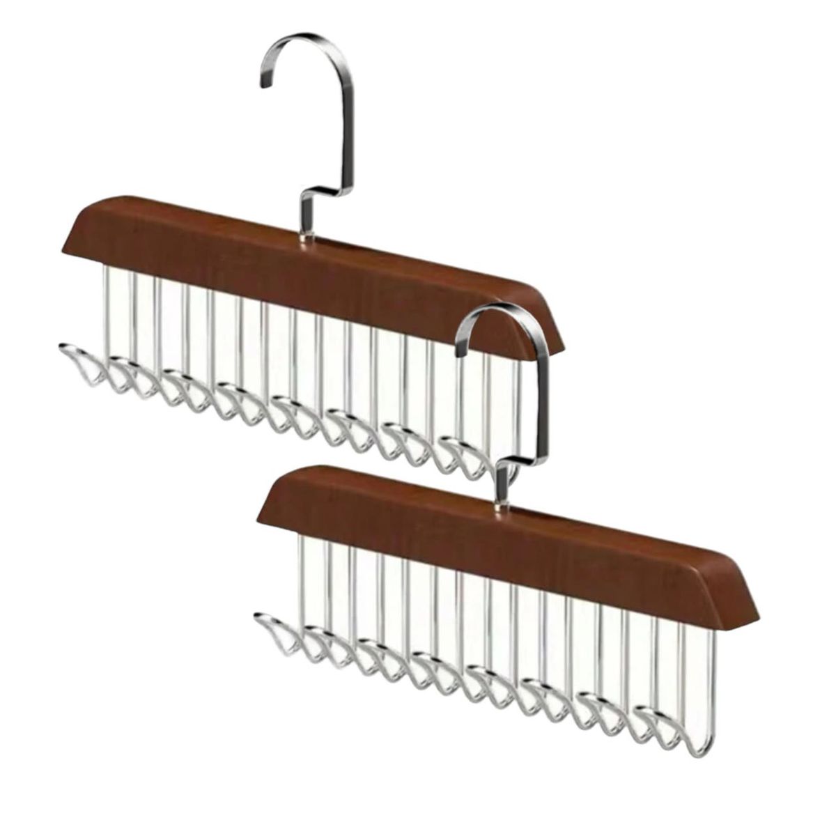 2 Piece Anti Slip Multi Hook Wood Hanger Scarves Hat Bags Multi-purpose ...