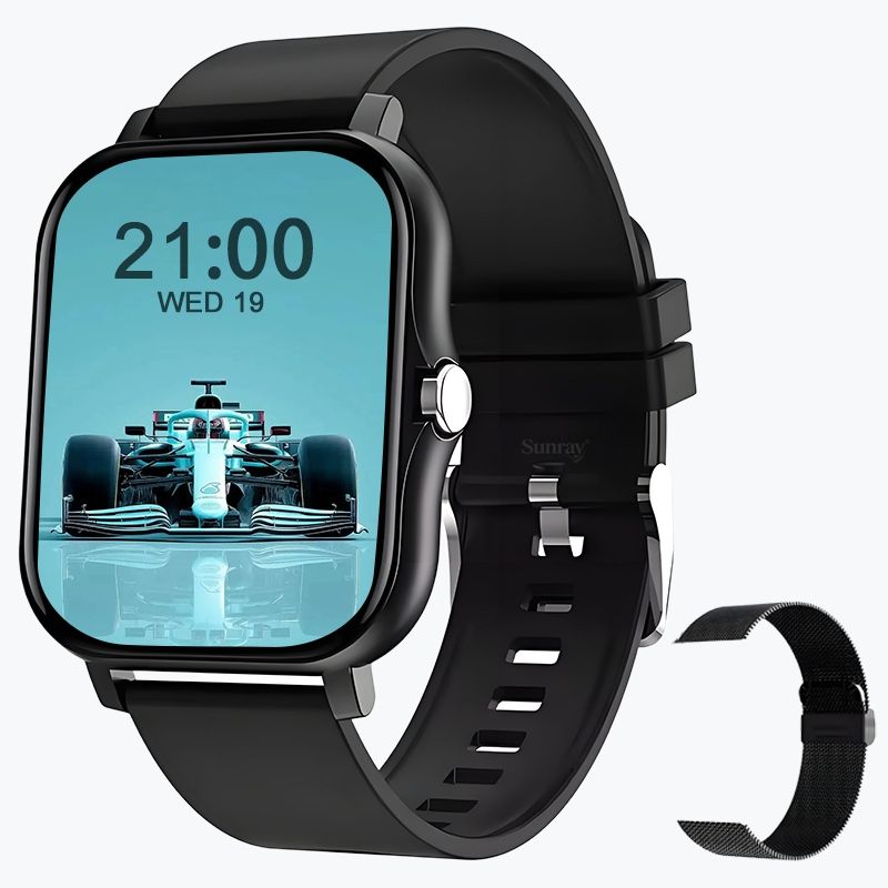Black Smartwatch For Students With Dual Straps And Bluetooth Call ...