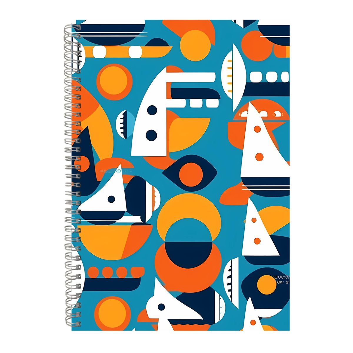 Boats_10 A4 Notebook Spiral Lined Boat Patterns Graphic Notepad Present ...