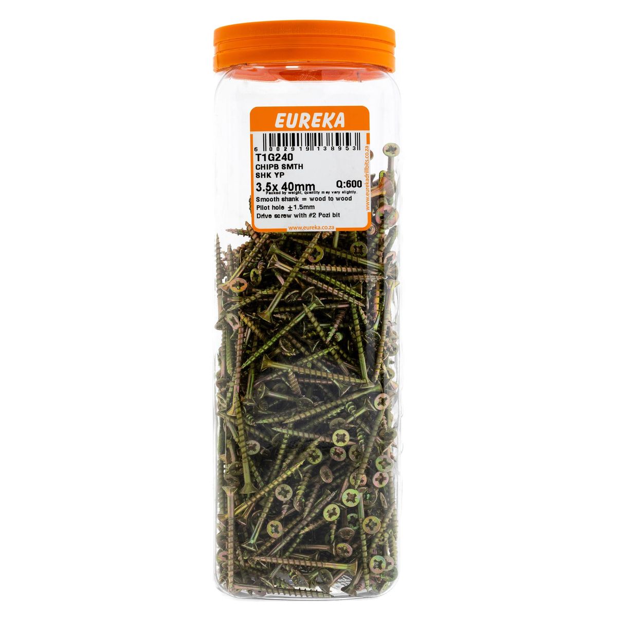 EUREKA Chipboard Screws Full Thread Yellow Zinc 3.5 x 40mm Q:600 T1G240 ...