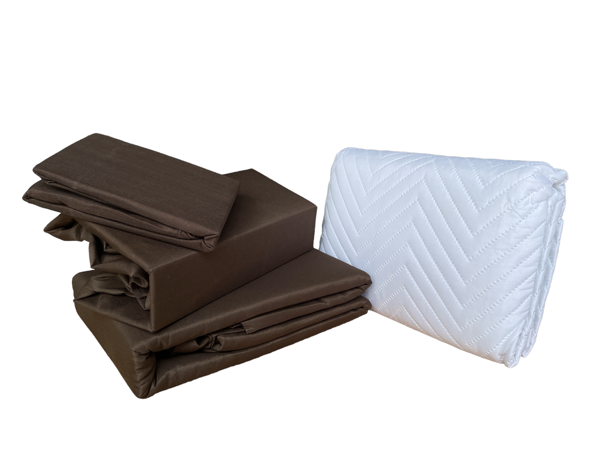 Afri Combo Full Bedding Plain Sheet with Bed Protector 5pc Brown | Shop ...