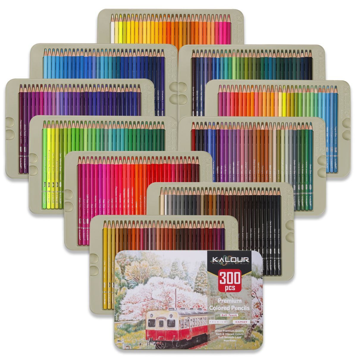 KALOUR 300 Color Pencil Tin Box Set - Extensive Collection of 300 ...