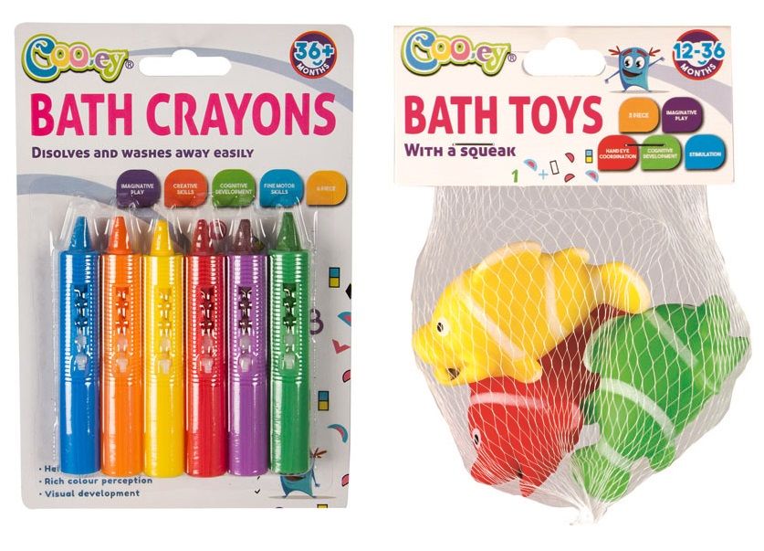 Baby Bath Bud Vinyl Fish Squeak 3 Piece & Bath Crayons 6 Piece | Shop ...