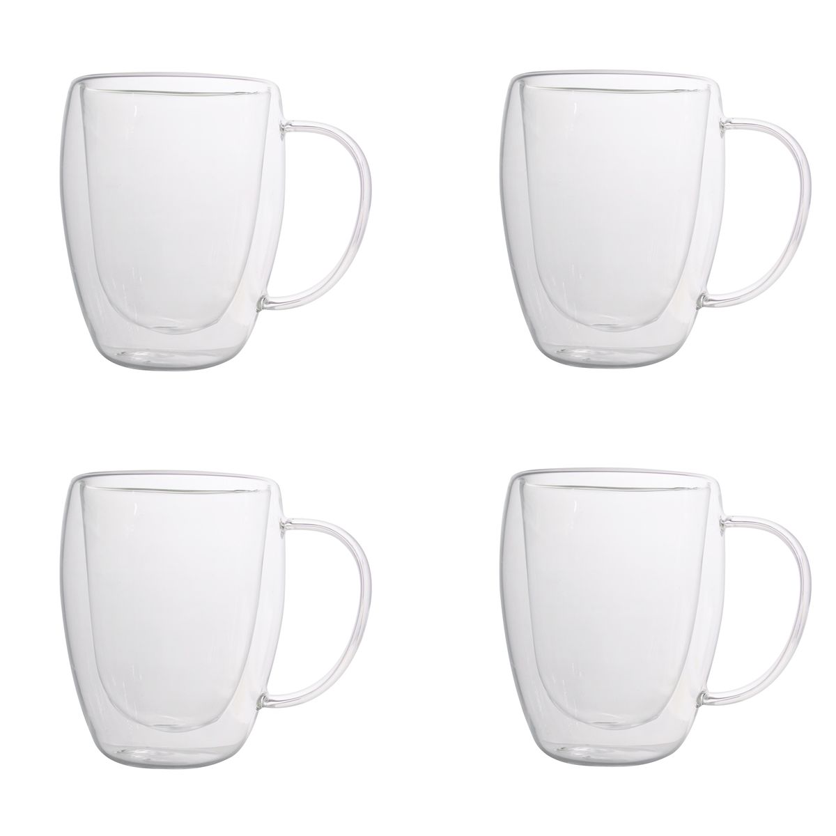 Double Wall Glass Tea Coffee & Cocktail Mug with Handle - 4 Pack | Shop ...
