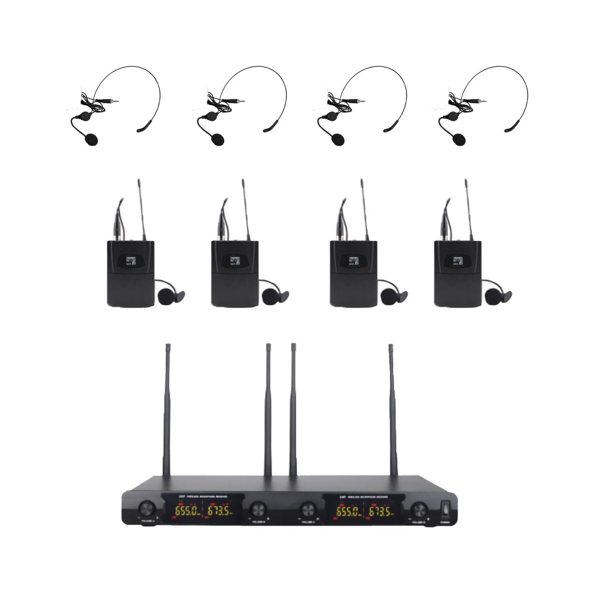 Lane PRO M604B- 4 Headset & 4 Lapel Wireless Microphone System | Shop ...