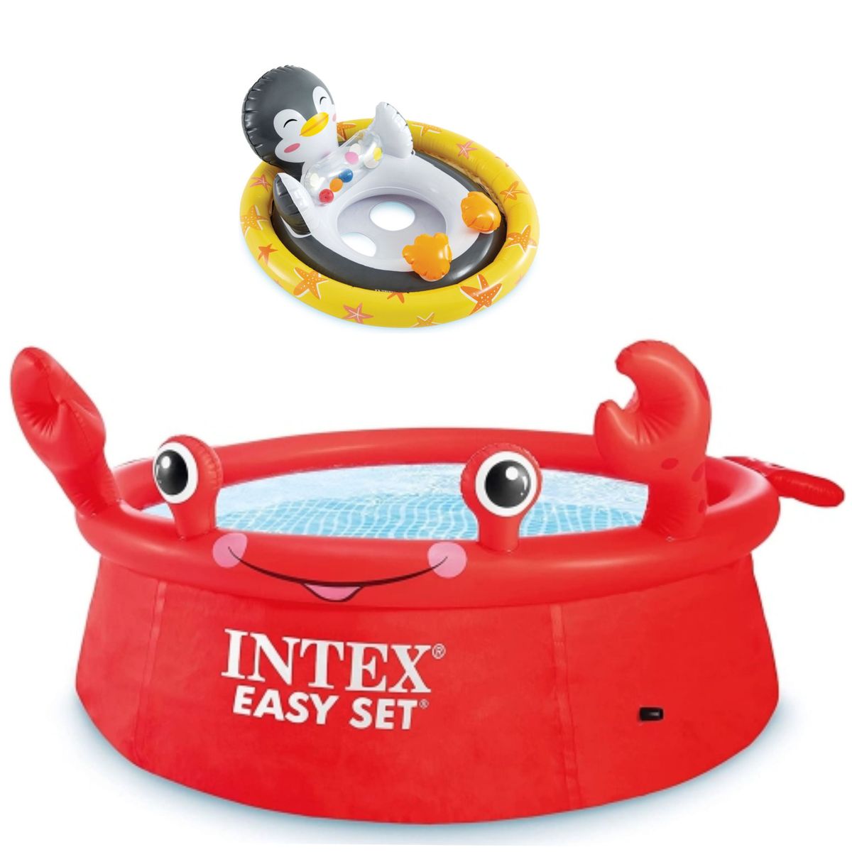 Intex Happy Red Crab Pool Kids Combo - with a Penguin Tube Ring | Shop ...