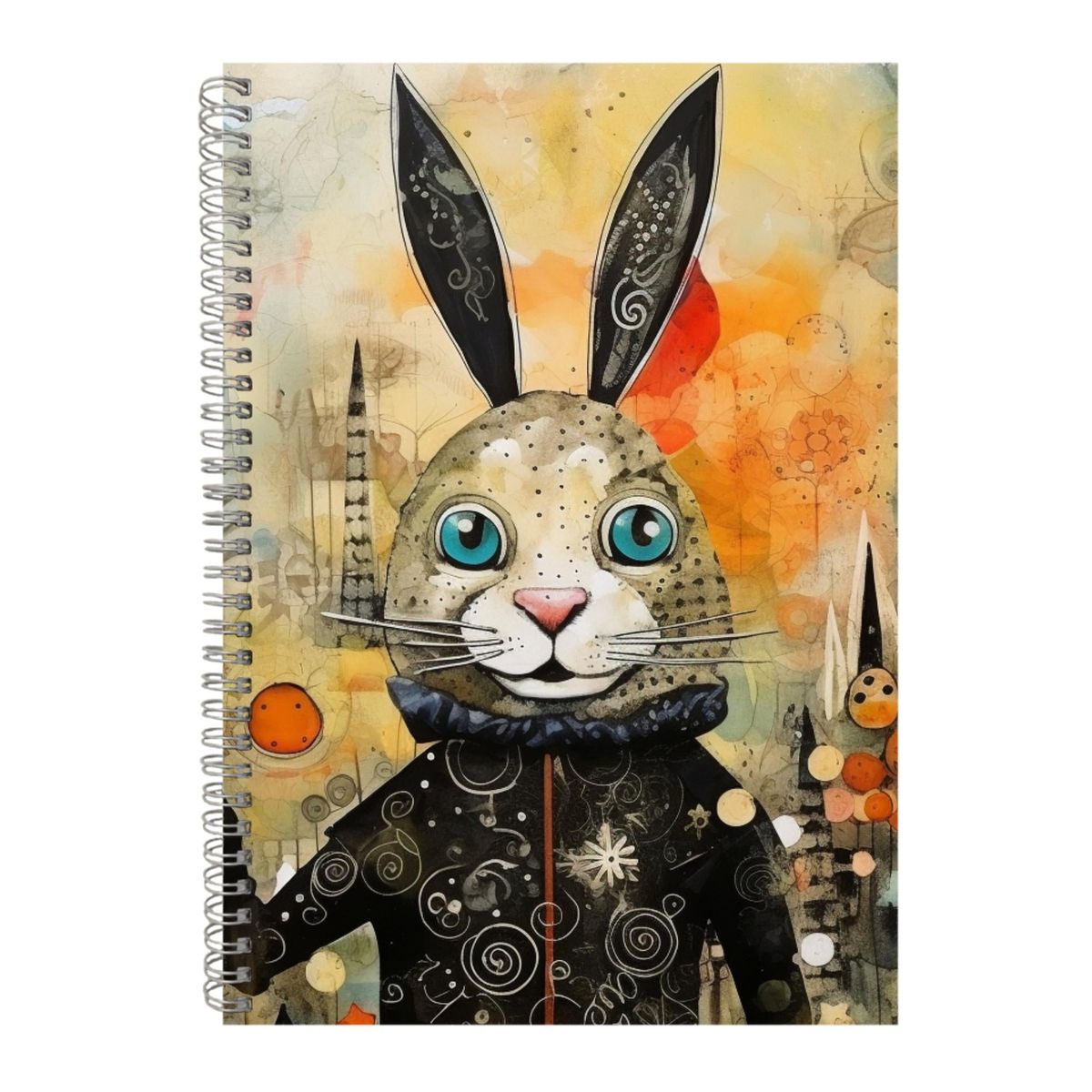 Black A4 Notebook Spiral Lined Trendy Easter Graphic Notepad Present ...