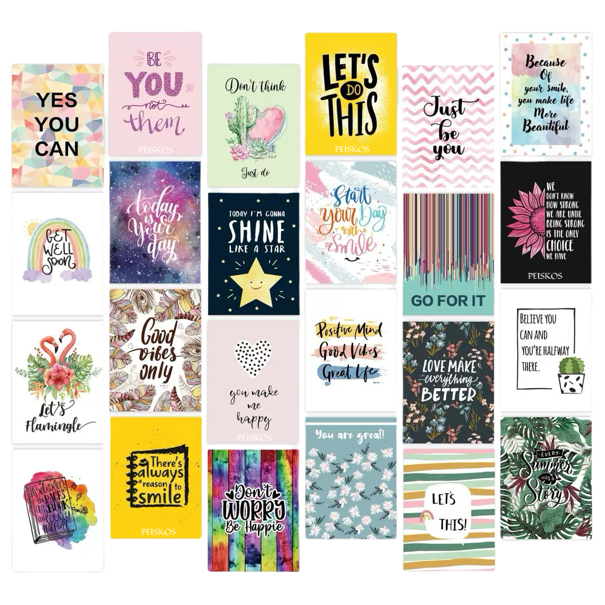 PEISKOS 24pcs Motivational Greeting Mindful Cards Envelope Set for ...