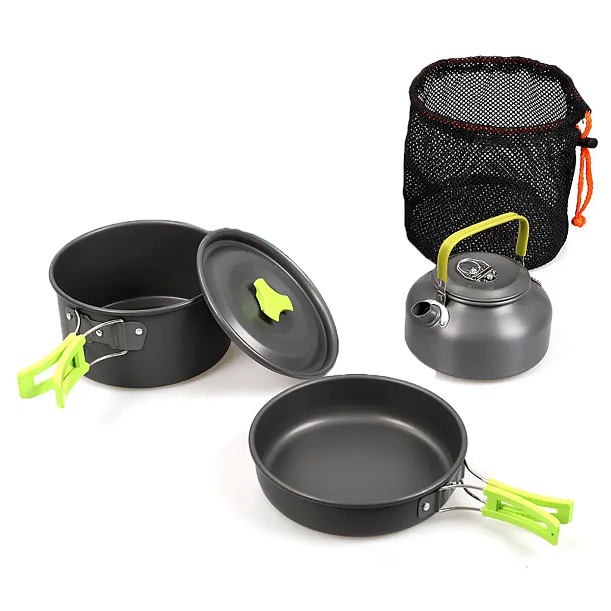 4PCS Camping Outdoor Cookware Set Pot Pan Kettle Sets for Picnic ...