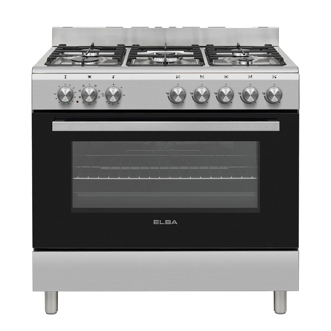 Elba 04/96CL827-2 Gas Stove 5 Burner - Electric Oven - 90cm Stainless ...