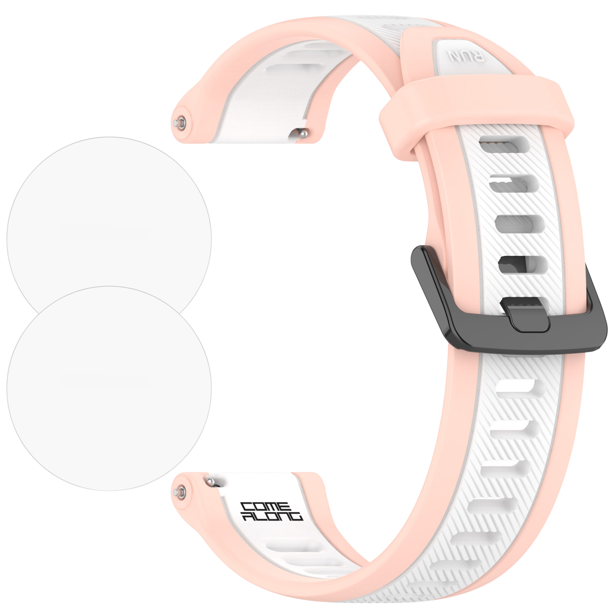 20mm Two-Tone Silicon Band & 2 Screen Protectors For Garmin Forerunner ...