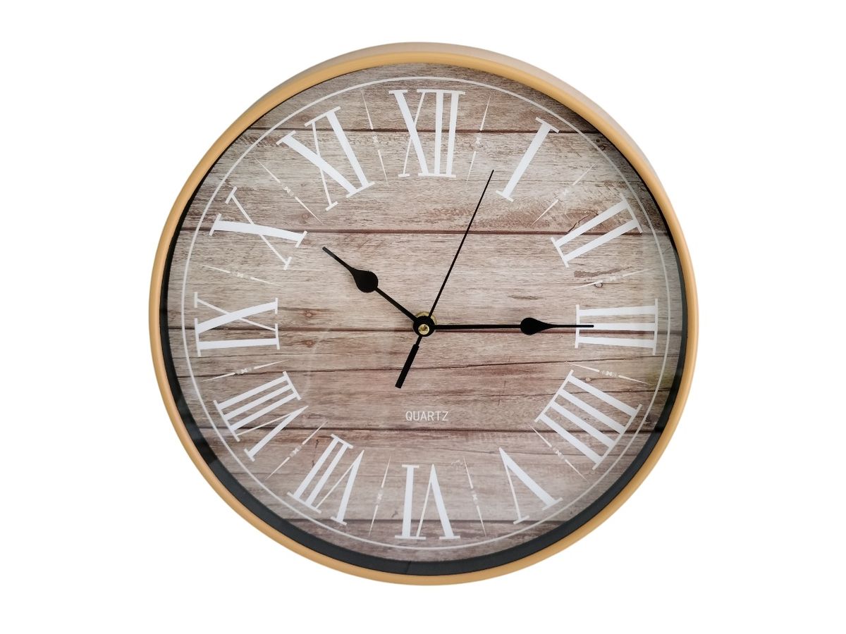Wall Clock with Brown Frame - 28CM | Shop Today. Get it Tomorrow ...