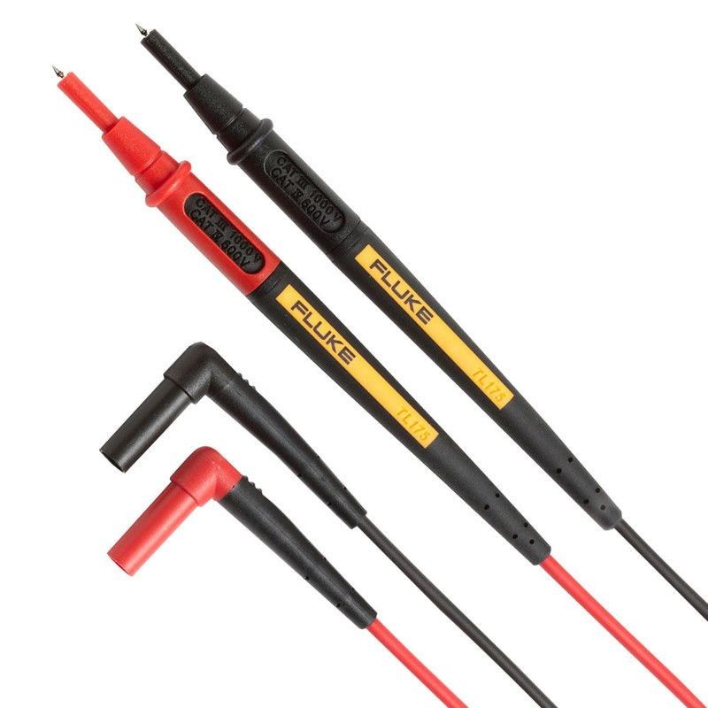 Fluke TL175 Test Lead Set, 4mm Right Angle Banana Plug, Shrouded, 1Kv ...