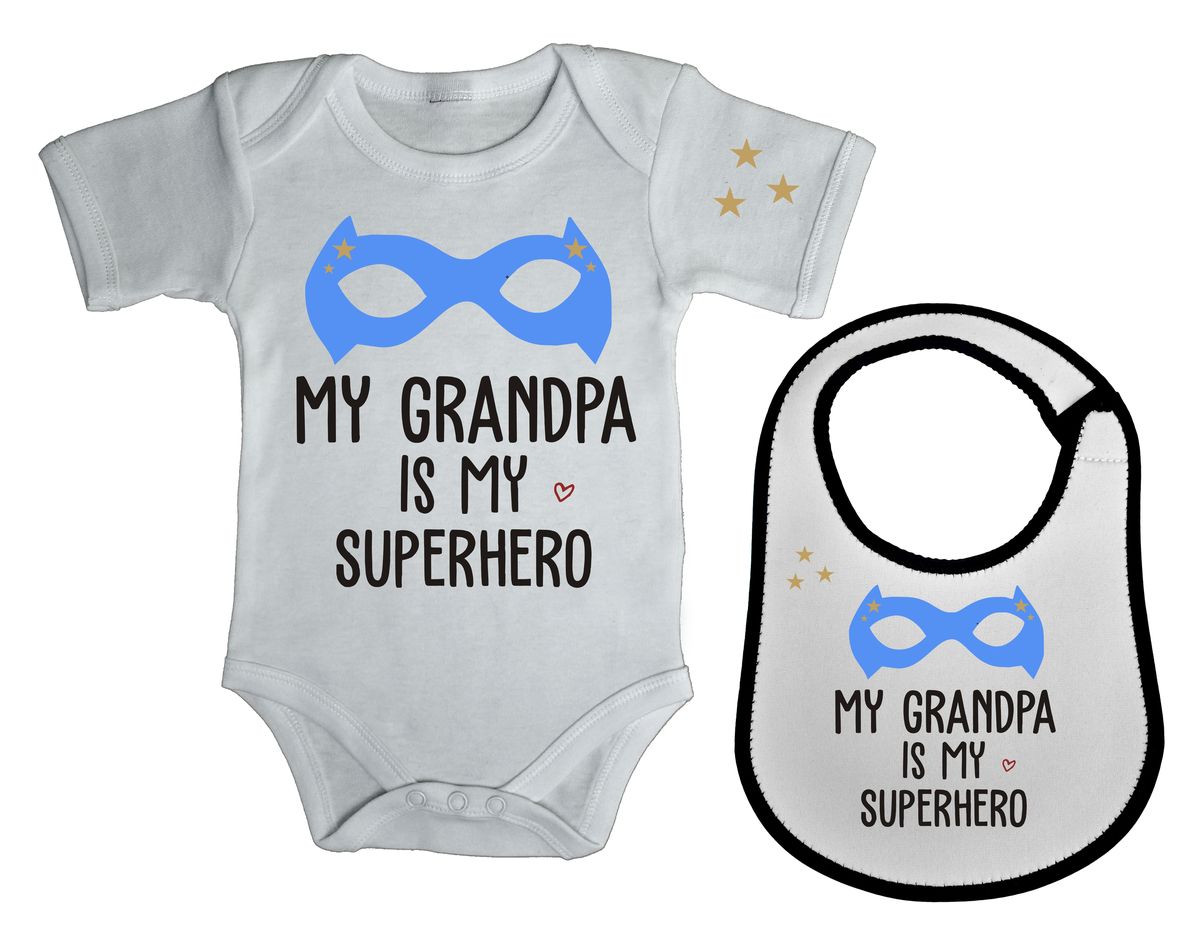 My Grandpa is my Superhero Blue baby grow & Bib combo | Shop Today. Get ...