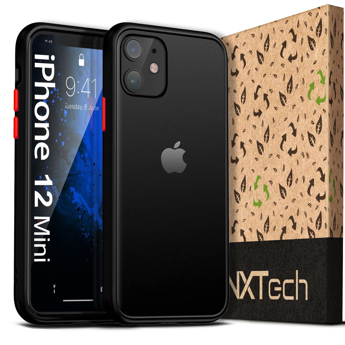 NXTech iPhone 12 Mini Slim Fit Shockproof Red Accent Case | Shop Today ...