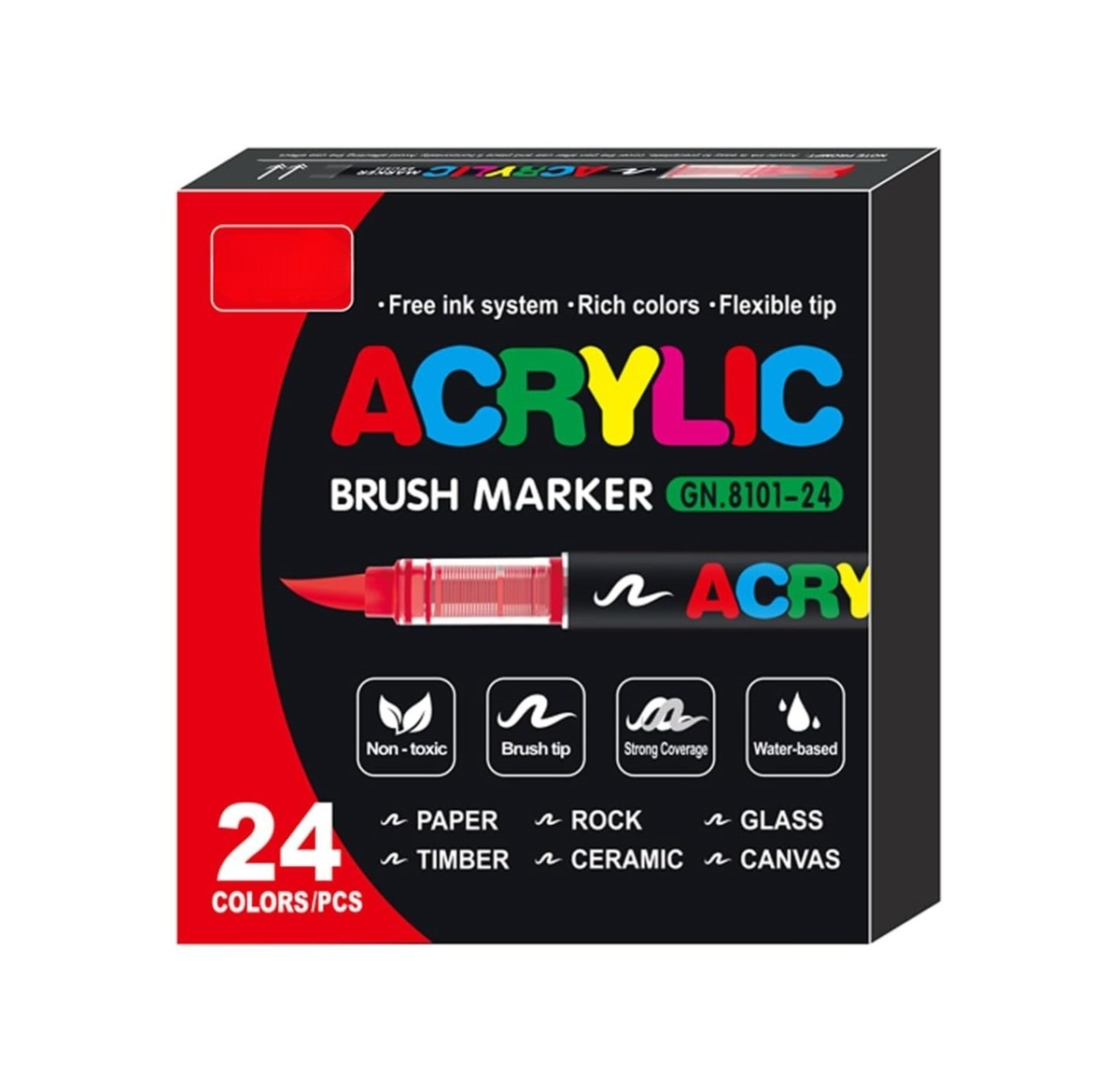 Acrylic Paint Pens, Soft Brush Tip Acrylic Paint Markers, 24 Colors ...