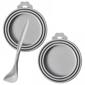 Silicone Can Lids Caps with Scrapping Spoon for Dog Cat Wet Food 2 Pack ...