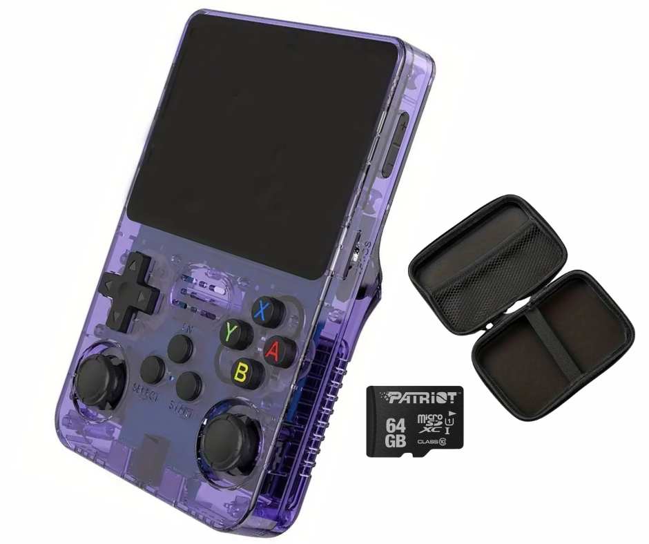 Retro Handheld Gaming Console - 64GB Memory Card and Protective Case ...