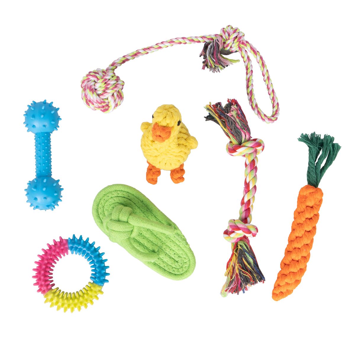 Dog Bite Toy Rope Chew Toy Interactive Toys -7 Pieces set-Multi-color ...