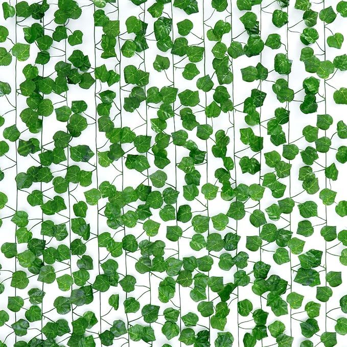 Bestby - 12 Strands 70 leaves Artificial Vine Green Leaves - Grape ...