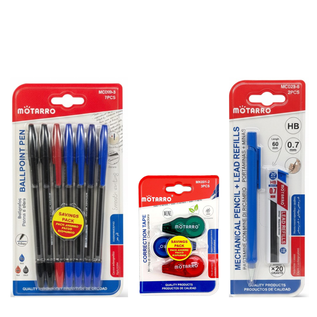 Motarro Writing Set - Mechanical Pencil, 7 Pens & 3 Correction Tapes ...