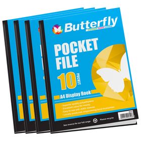 Butterfly Pocket file - A4 50 m 10 Pocket Display Book x 4 | Shop Today ...