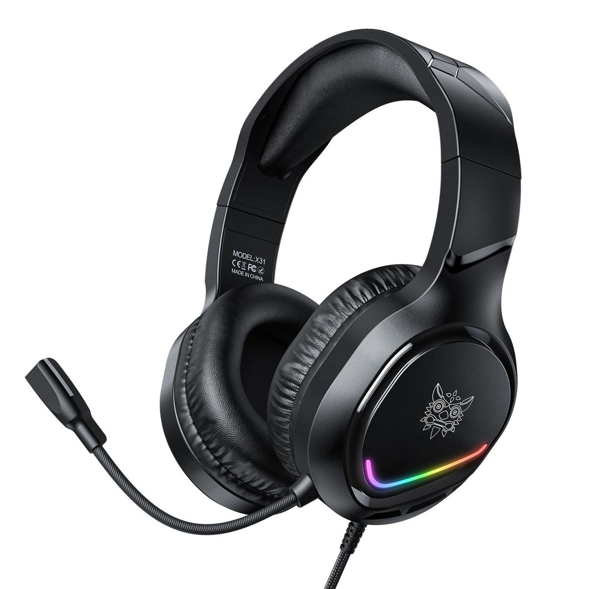 ONIKUMA X31 USB / 3.5mm Wired RGB Light Gaming Headset With Mic- Black ...