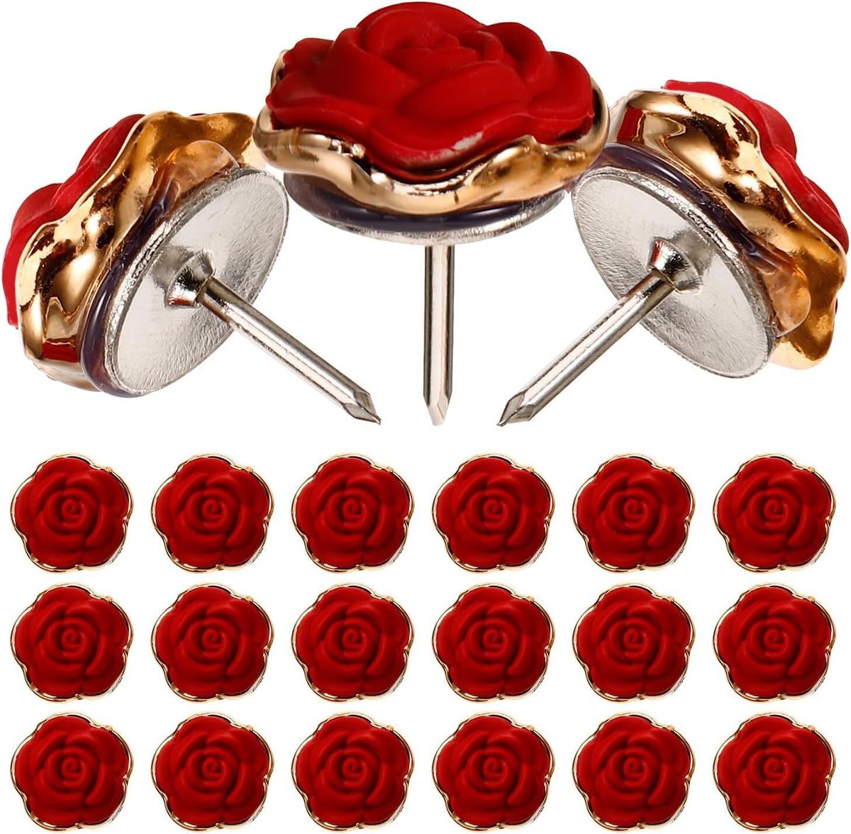30pcs Red Rose-Shaped Push Pins Compact Decorative Thumb Tacks for Cork ...