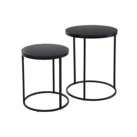 Trends - Two Metal Side Tables with Pinewood Top - Black | Shop Today ...
