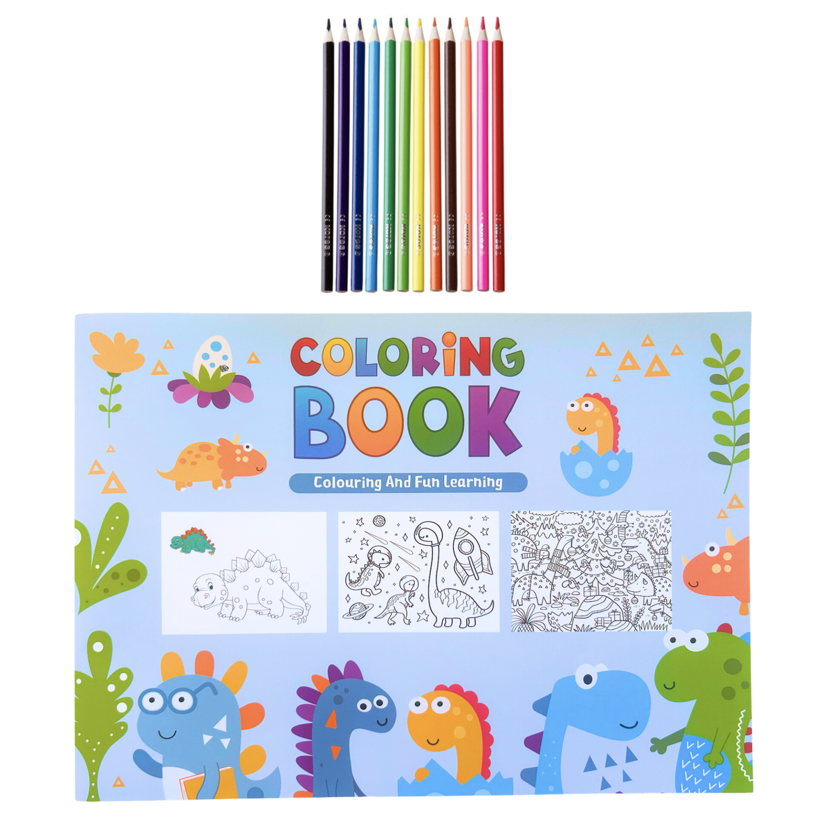 A3 Kids Dino Colouring Book with 12 Pencils | Shop Today. Get it ...