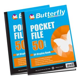 Butterfly Pocket File - A4 50 m 50 Pocket Display Book x 2 | Shop Today ...