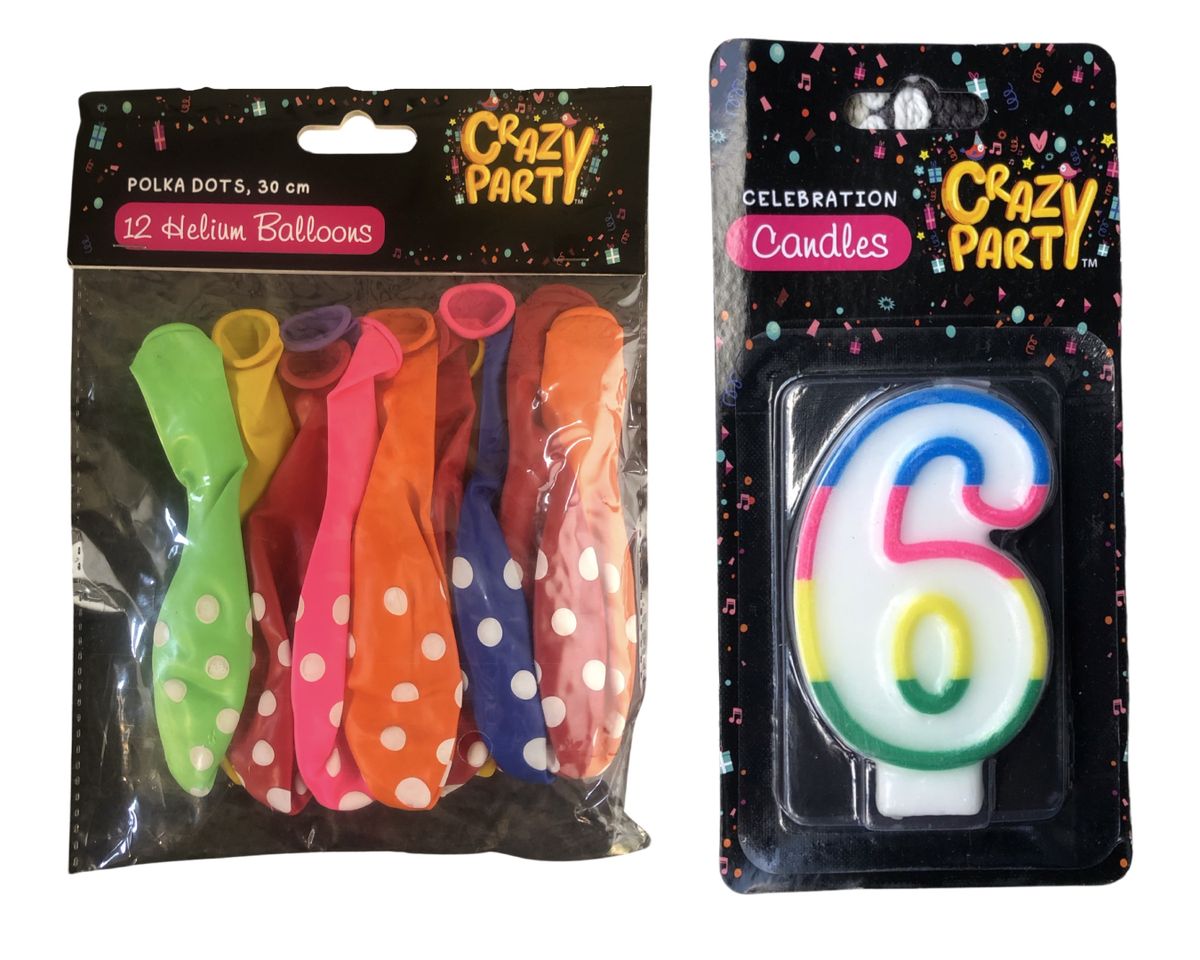 Birthday Age 6 Colour Candle + 12 Balloons | Shop Today. Get it ...