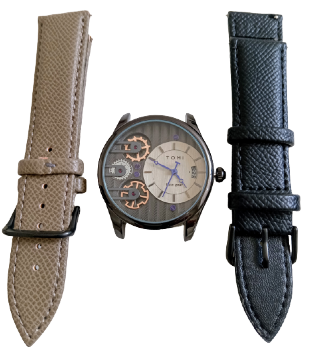 Unisex Black, Grey Formal Watch Set With Grey Silver Corucated Face ...