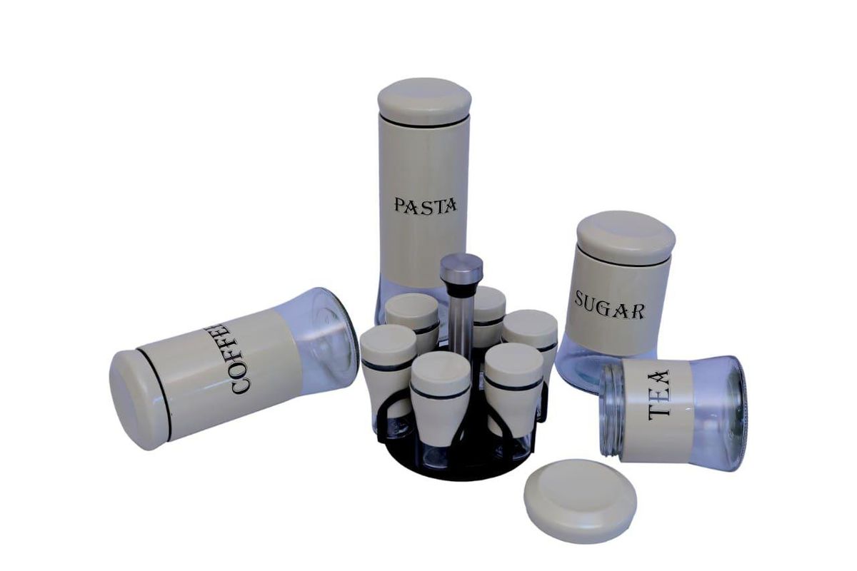 Dream World 4 Piece Canister Set With 7 Piece Rotating Spice Rack ...