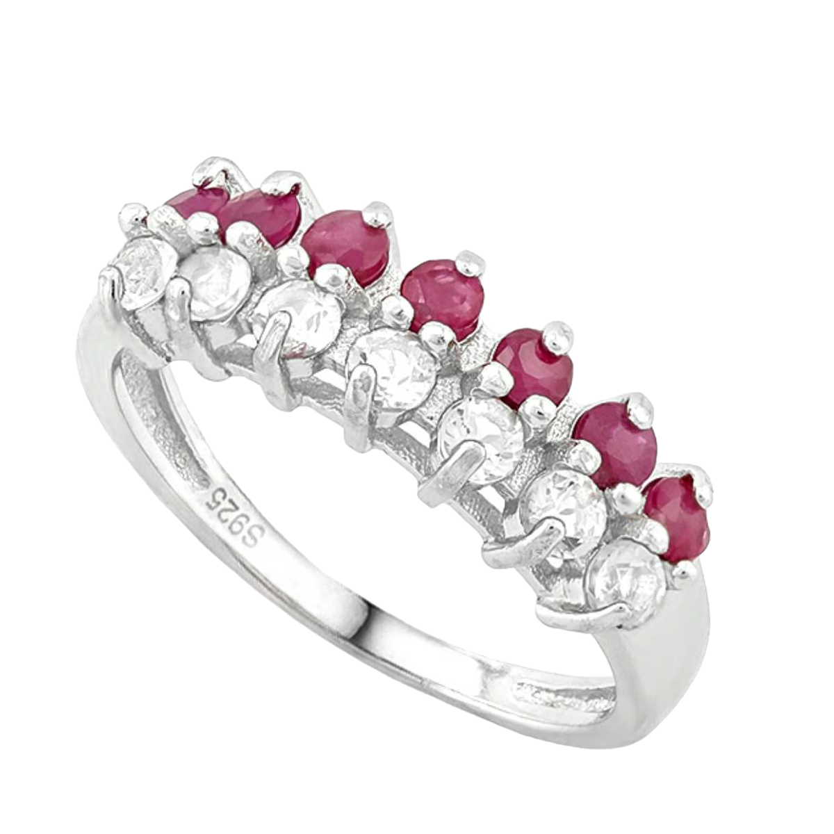 Genuine 0.6 CT Ruby & 0.6CT White Topaz Sterling Silver Ring | Shop ...